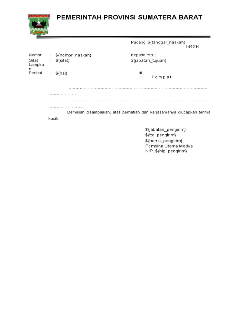 Contoh Surat Eksternal Resmi Pemerintah | PDF