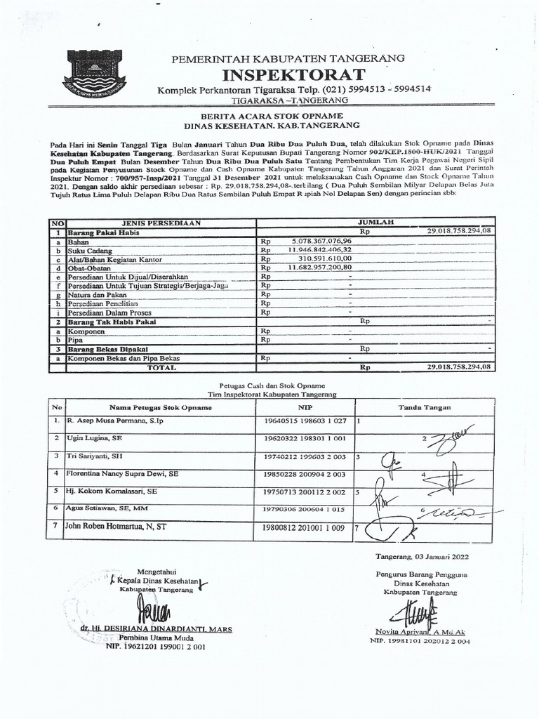 Stock Opname Berita Acara | PDF