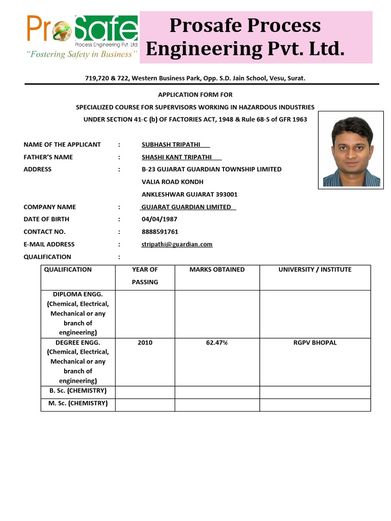 Supervisor Course Application Form | PDF | Career And Technical ...