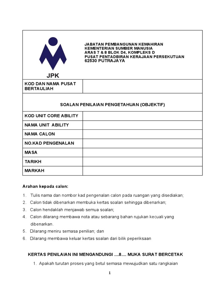 Soalan Penilaian Tahap 3 Modul 02 | PDF