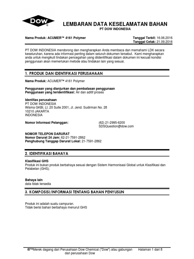 MSDS-acumer 4161 | PDF
