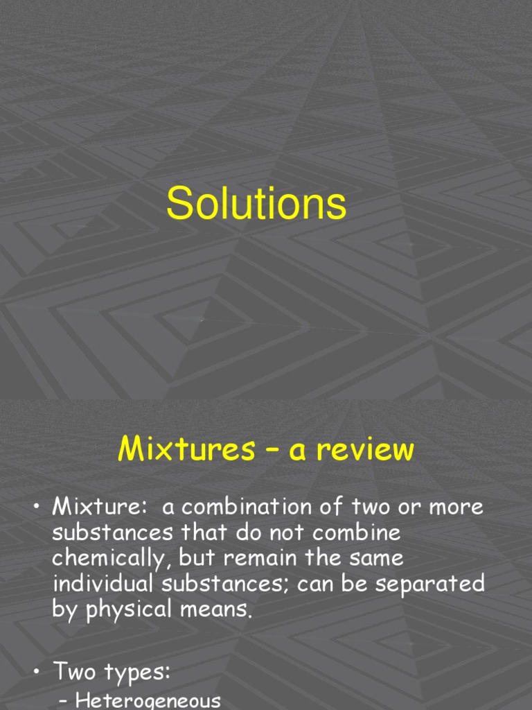 Solutions | PDF | Mixture | Solubility