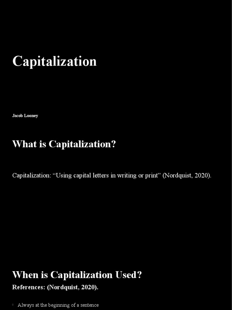 Capitalization Mini Lesson Jacob Looney | PDF