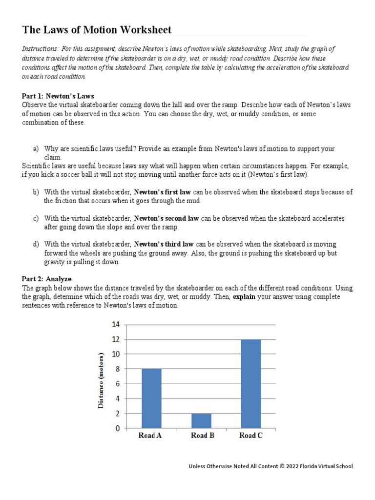 1 04 Student Worksheet | PDF | Newton's Laws Of Motion | Force
