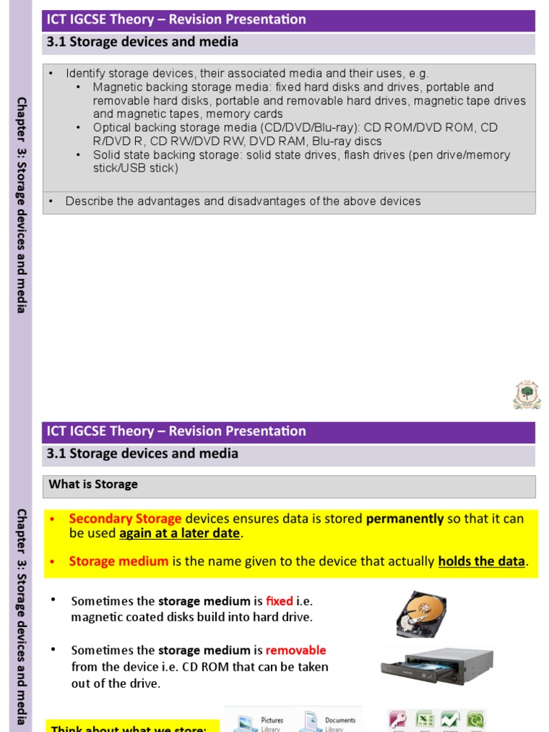 IGCSE ICT Storage Devices Overview | PDF
