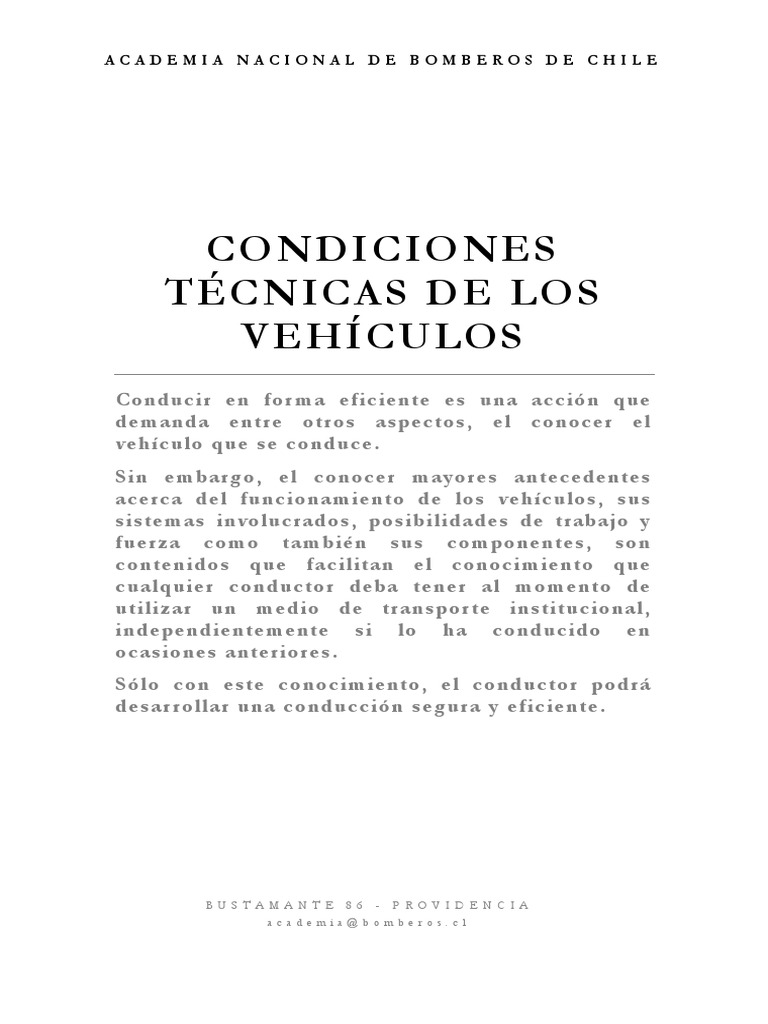 Condiciones Tecnicas de Los Vehiculos | PDF