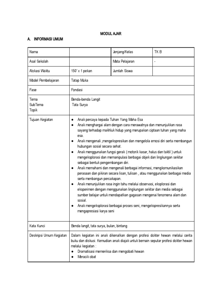 Contoh Edit Modul Ajar Utk 1 Pekan | PDF