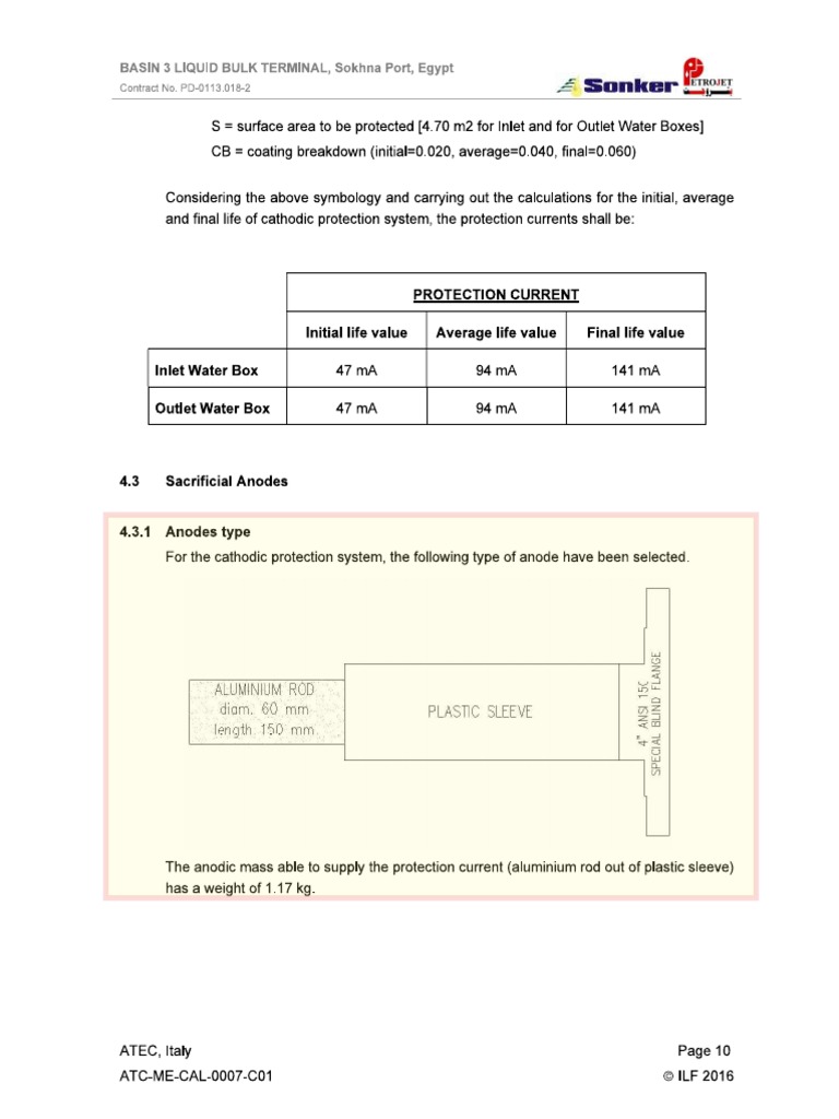 Sacrifical Anodes Calculation | PDF