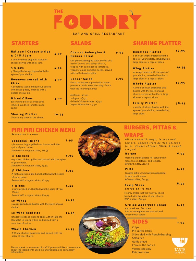 The Foundry Menu | PDF | Grilling | Hamburgers