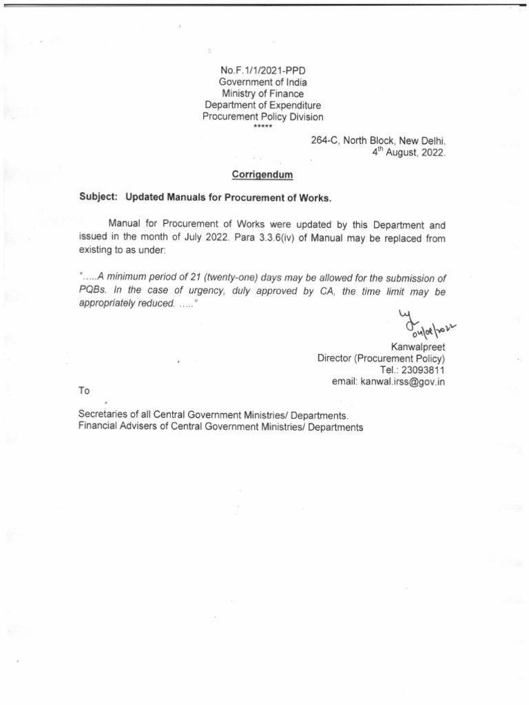 Manual For Procurement of Works June 2022 A1 | PDF