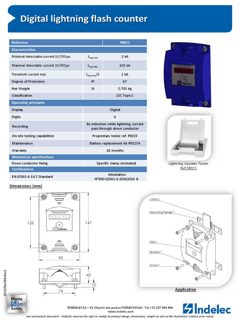 DS - P8011 - Digital-Lightning-Flash-Counter - Doc225a.VEN-Rev1 | PDF