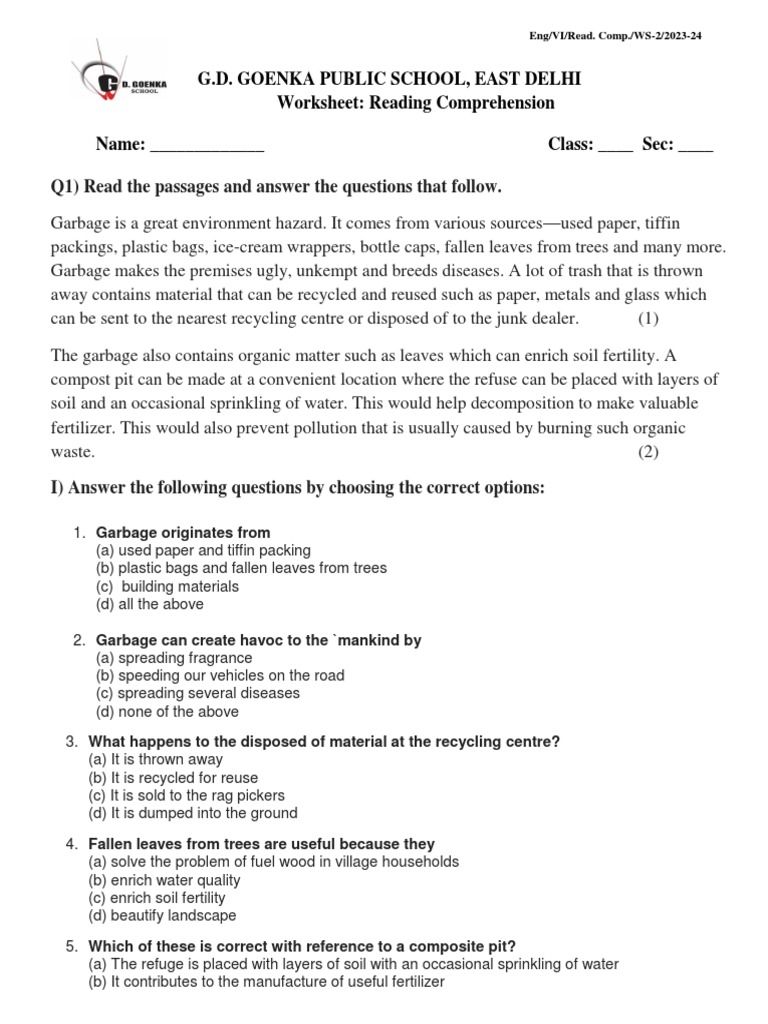 Reading Comprehension VI | PDF | Waste | Recycling