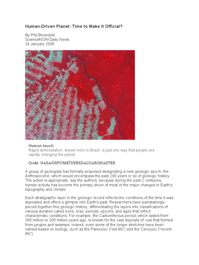 Proposal for Anthropocene Epoch | PDF | Geologic Time Scale | Anthropocene