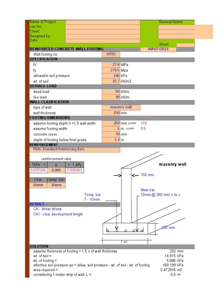 Reinforced Concrete Wall Footing | PDF