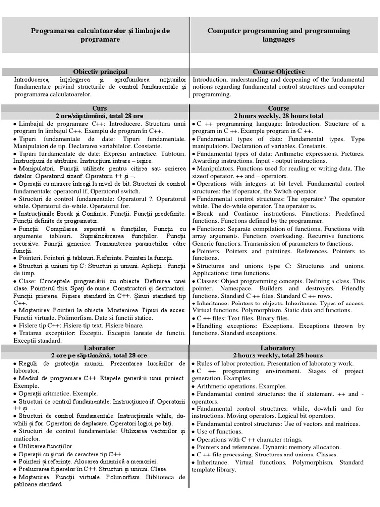 Programarea calculatoarelor si limbaje de programare (1) | PDF