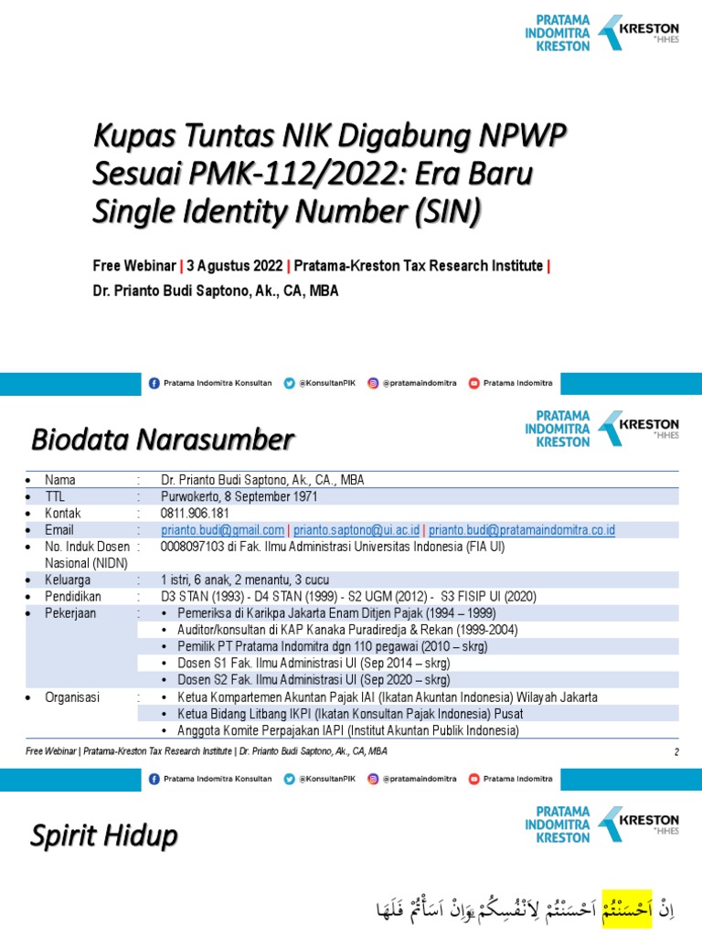 NIK Dan NPWP Digabung - Era Baru SIN 220803p | PDF