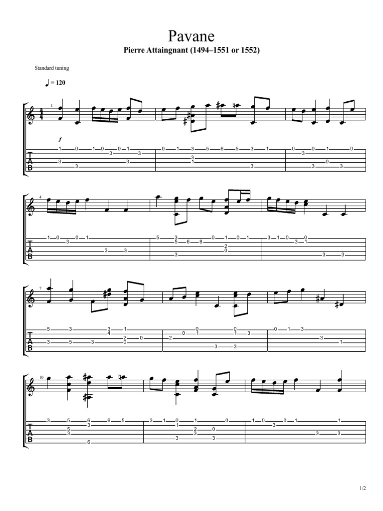 Lute Sheet Music for Pavane | PDF
