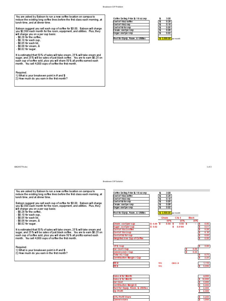 SME2001 - Midterm 2 Practice Problem& Solution, CVP-Breakeven, V (1.0) | PDF | Financial ...