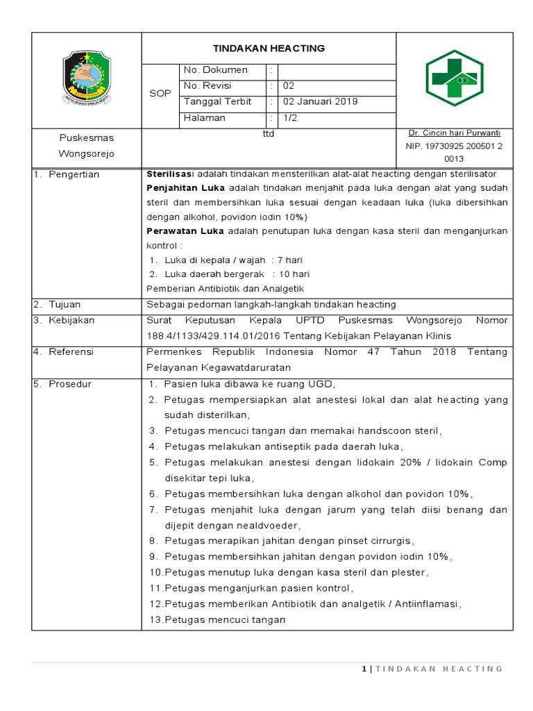 Sop Tindakan Heacting | PDF