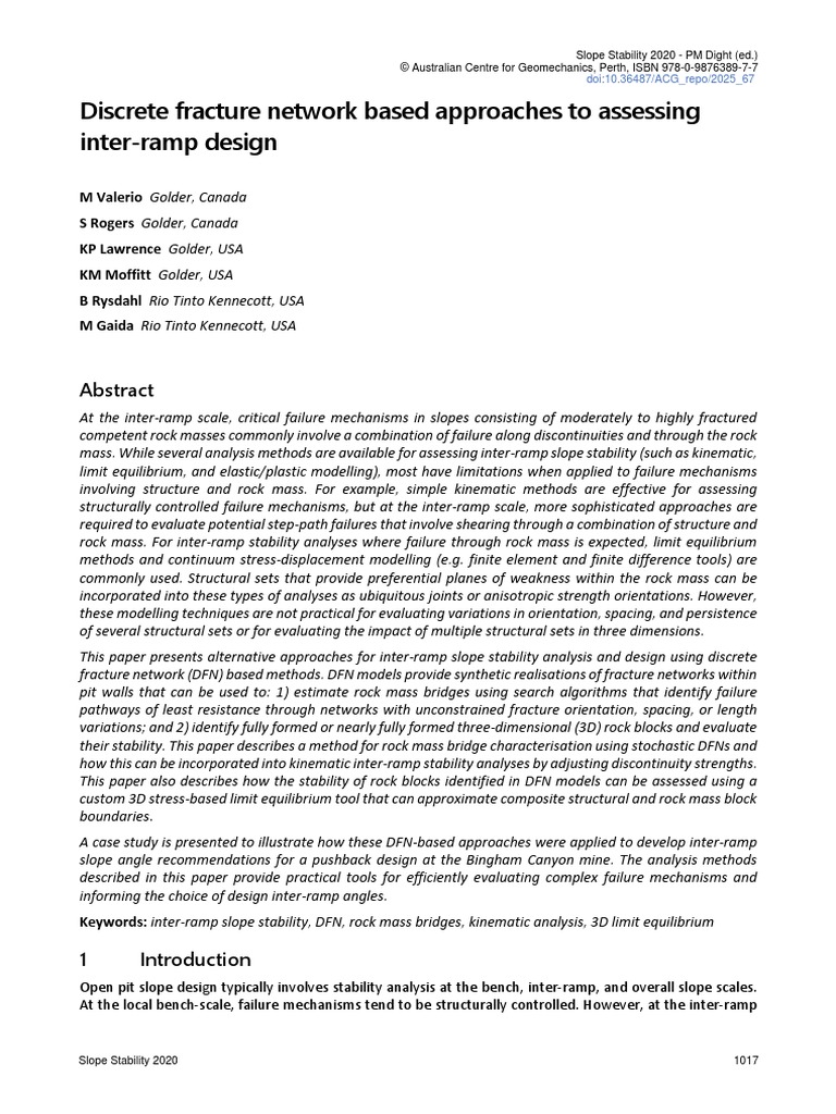 Discrete Fracture Network Based Approaches To Assessing Inter Ramp