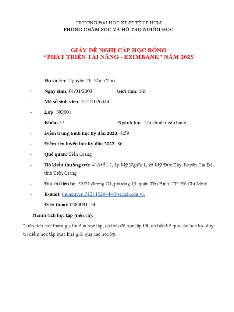 Mau Giay de Nghi Cap HB Eximbank | PDF