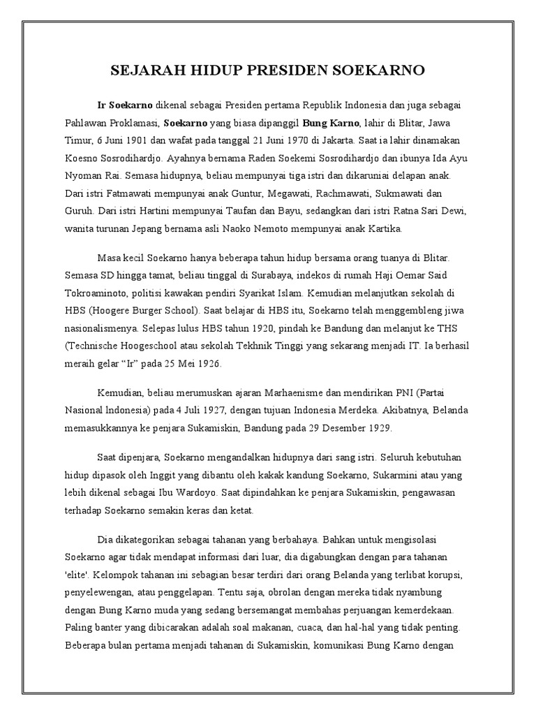 Sejarah Hidup Presiden Soekarno | PDF