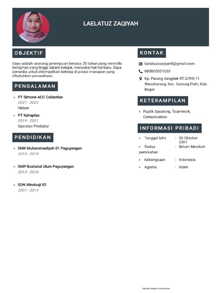 CV - Lelatuz Zaqiyah - Compressed | PDF