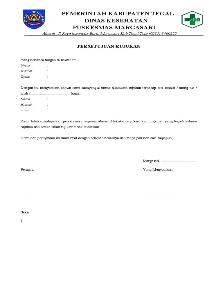 Form Persetujuan Rujukan Pasien | PDF