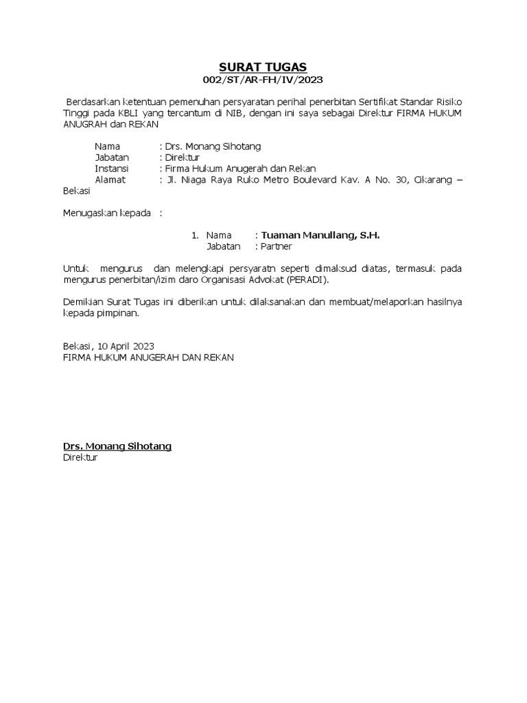 Draft Surat Tugas | PDF