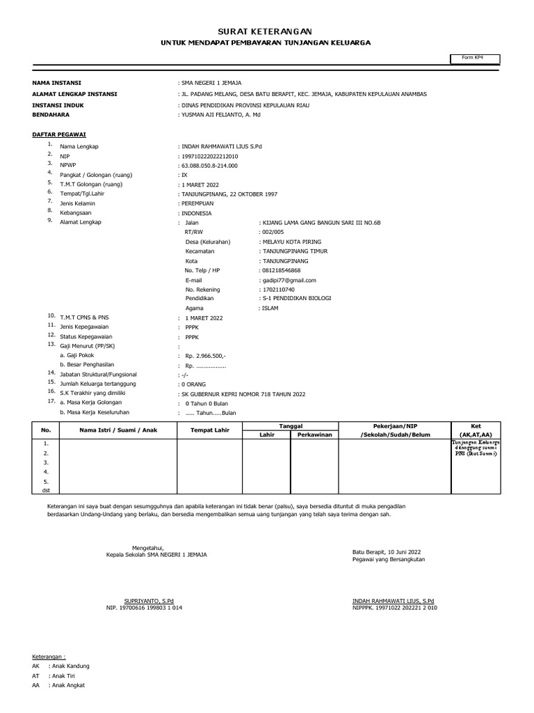 Form Keluarga (Model C) | PDF