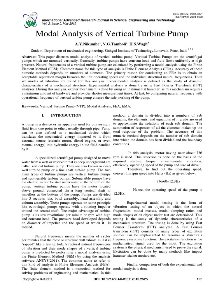 Modal Analysis of VT Pump | PDF | Finite Element Method | Pump