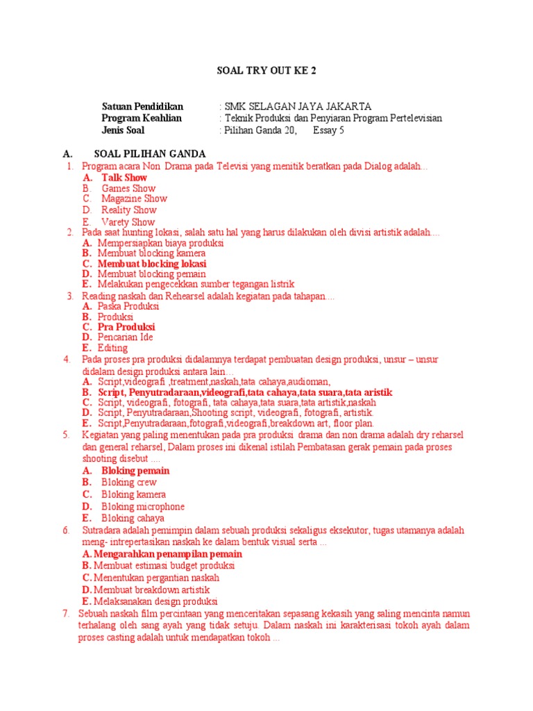 Soal Try Out Ke 2 | PDF