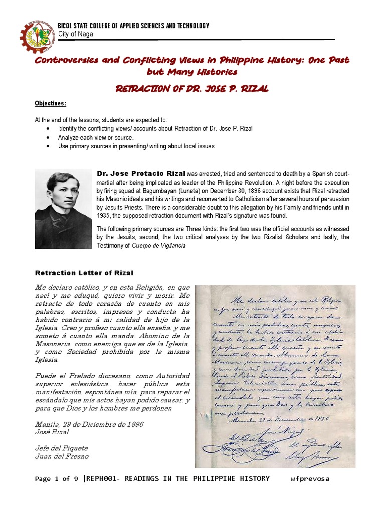 Topic 10 Retraction of Rizal | PDF