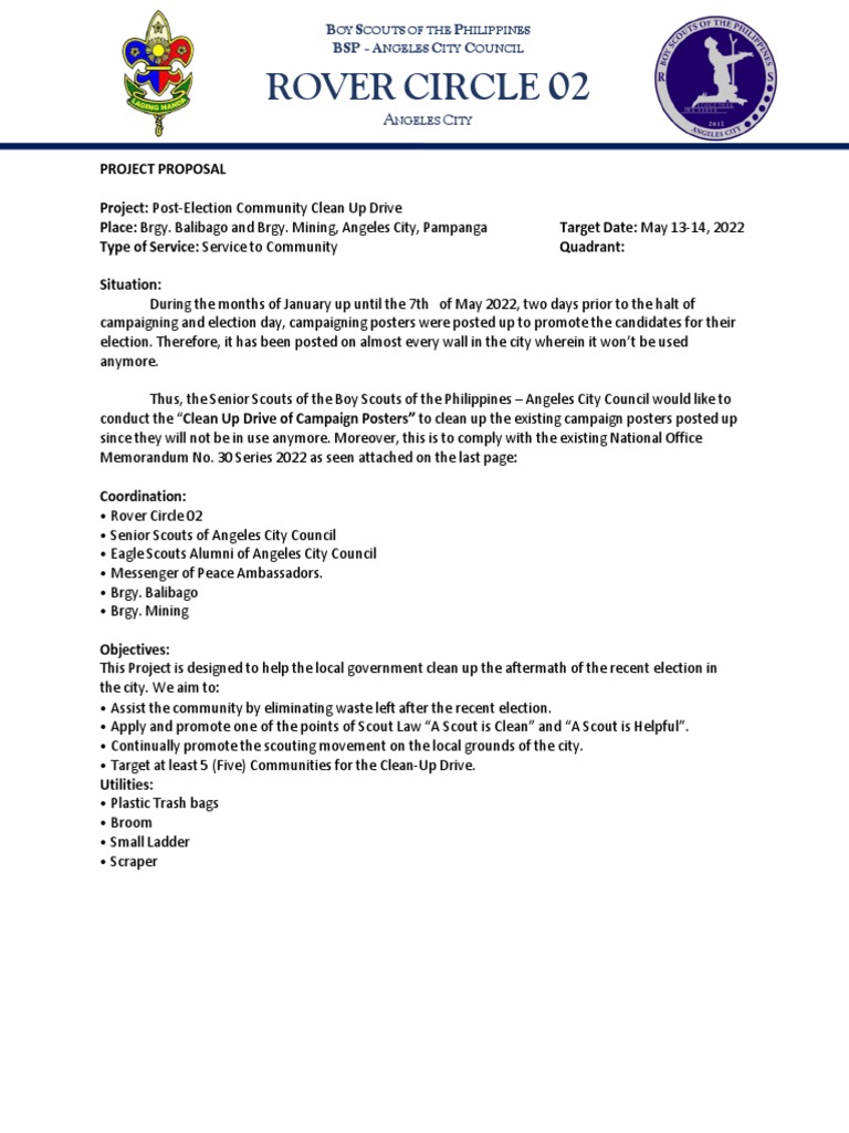 Post-Election Clean Up Drive Proposal | PDF | Outdoor Recreation ...