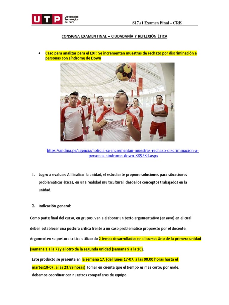 S17.s1 Consigna EXAMEN FINAL CYRE Marzo 2023-1 | PDF | Ensayos