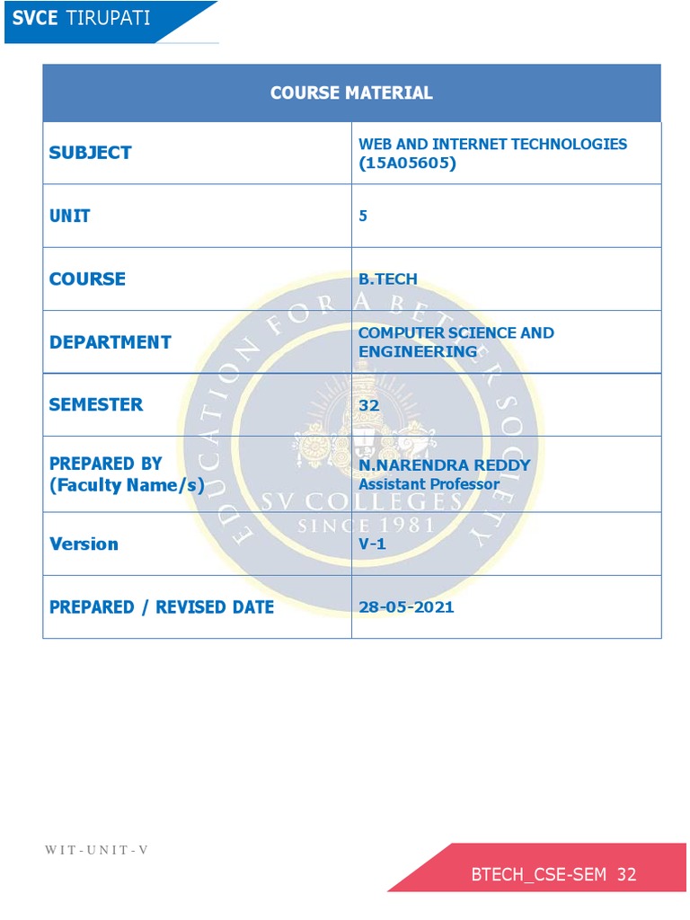 WIT - Course Material - Unit-5 | PDF | Ajax (Programming) | Soap