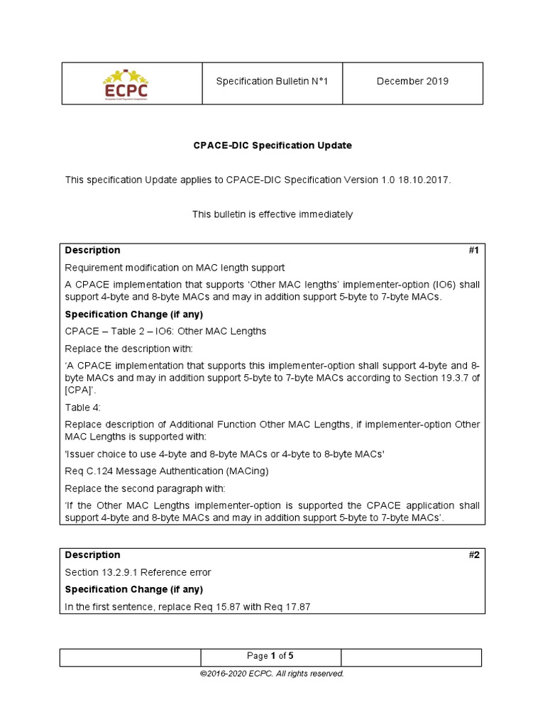 CPACE-DIC Specification Update 2019 | PDF | Information Technology ...
