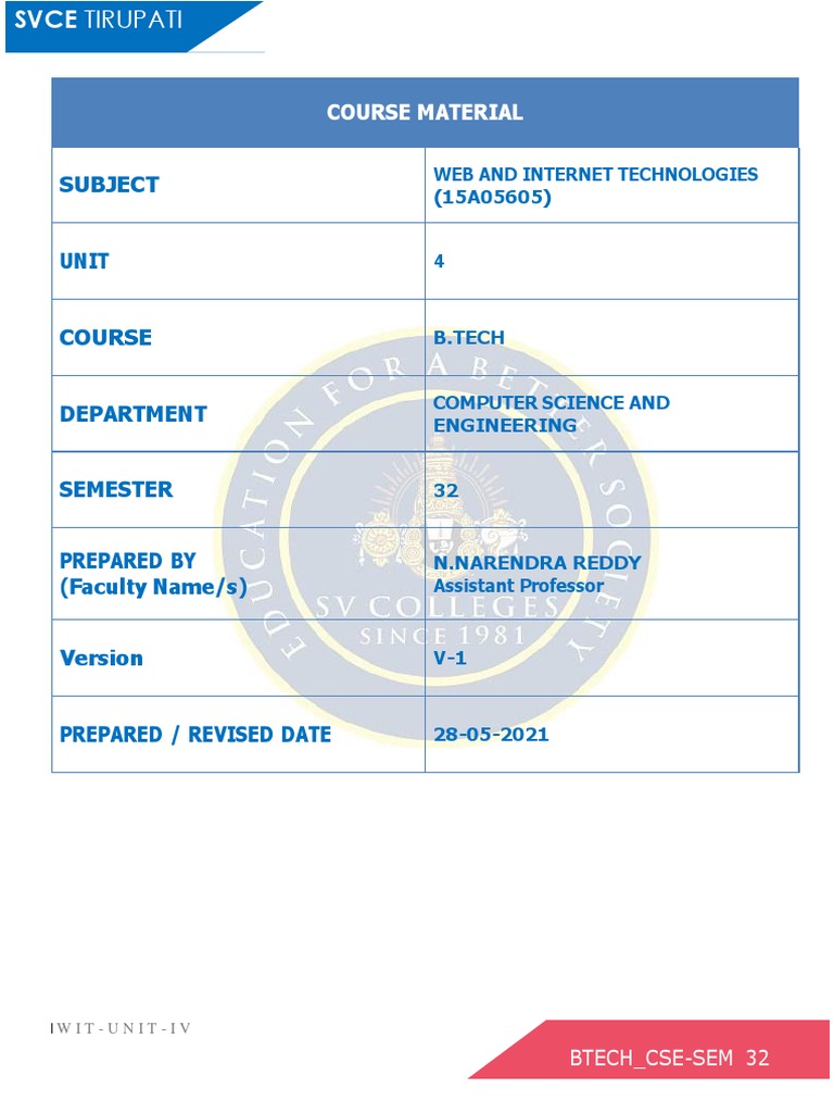 WIT_Course Material_Unit-4 | PDF