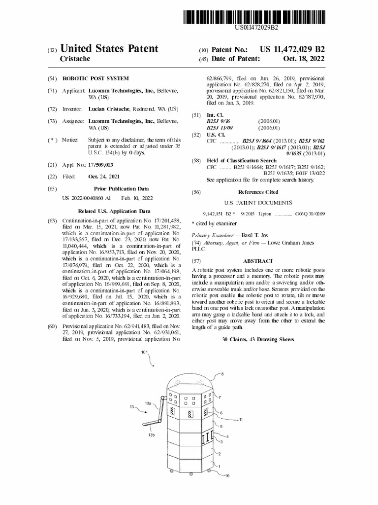 Robotic Post System Patent US 11,472,029 | PDF | Property Law | United ...