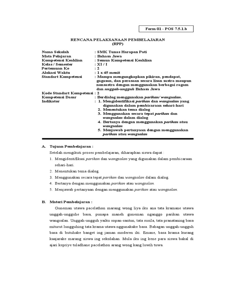 2.1 Berdialog Menggunakan Parikan Wangsalan | PDF