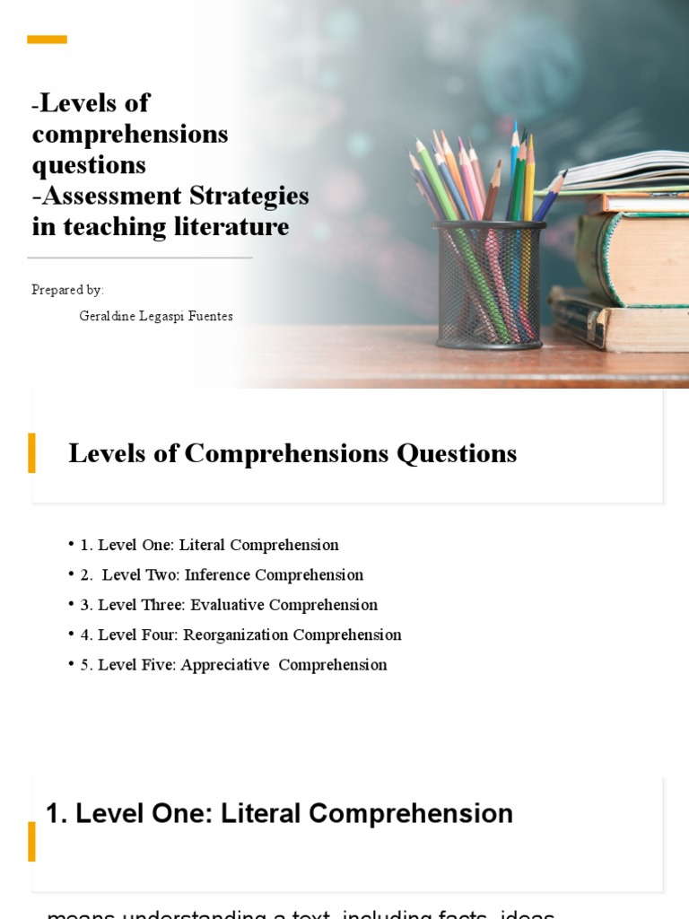 Levels Of Comprehension Questions PDF