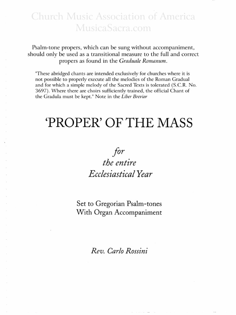'PROPER OF THE MASS' For The Entire Ecclesiastical Year | Download Free ...