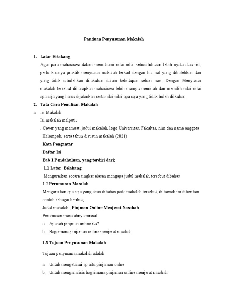 Panduan Penyusunan Makalah | PDF