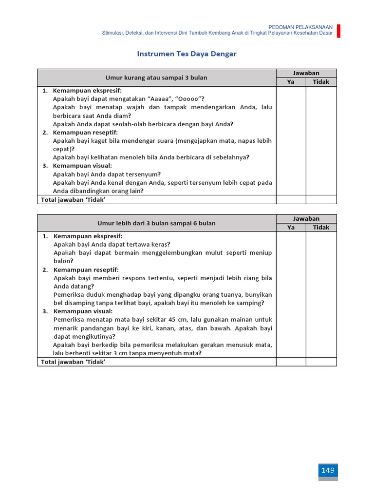 Instrumen Tes Daya Dengar: Jawaban Ya Tidak | PDF