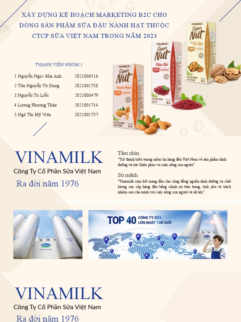 Nhóm 1 - MKT PLAN - S A H T VINAMILK - Gi A K - Done - 2 - Good | PDF