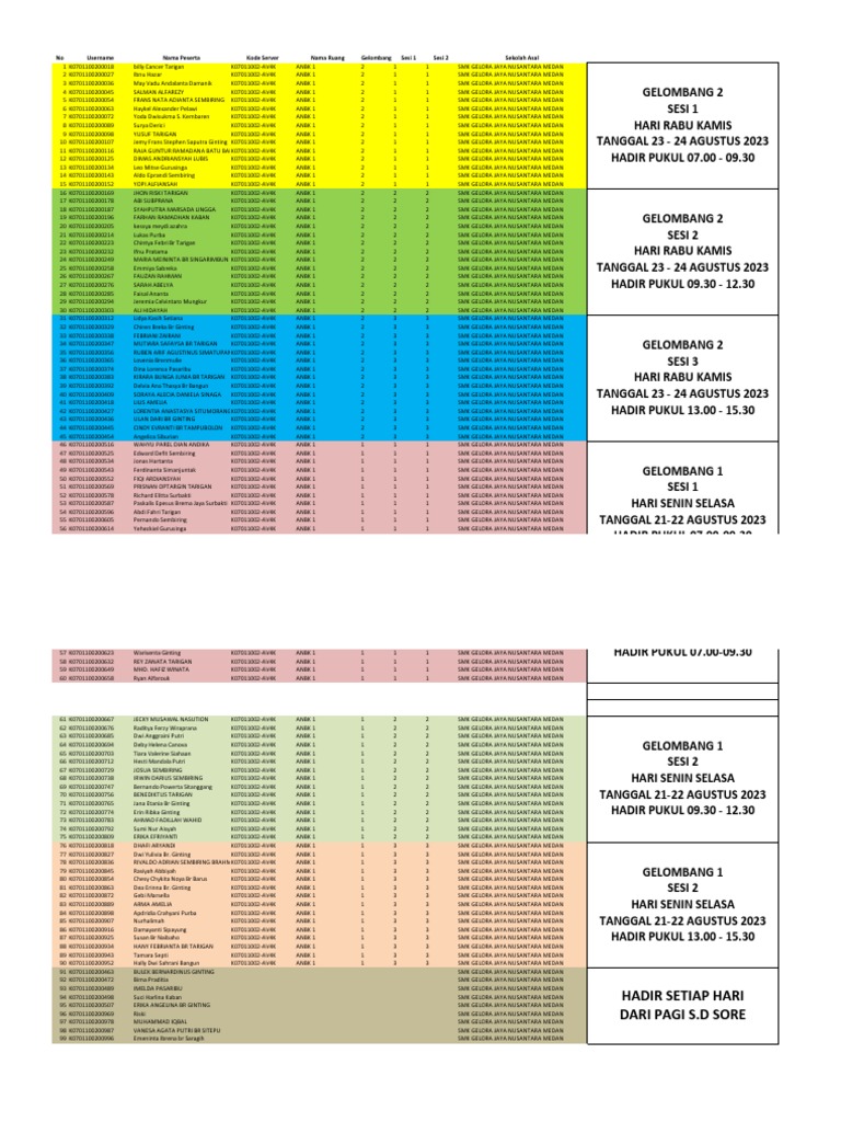 JADWAL GLADI ASESMEN | PDF