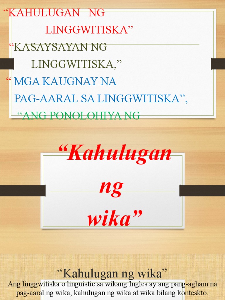 KAHULUGAN-NG-WIKA- | PDF
