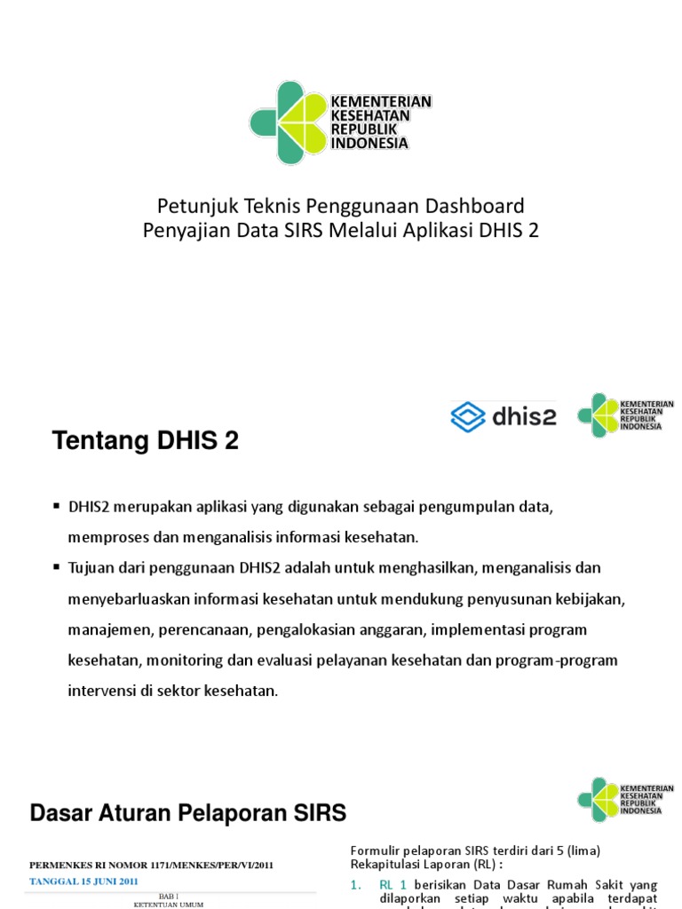 Juknis Dashboard SIRS DHIS 2 (Filter & Export) | PDF