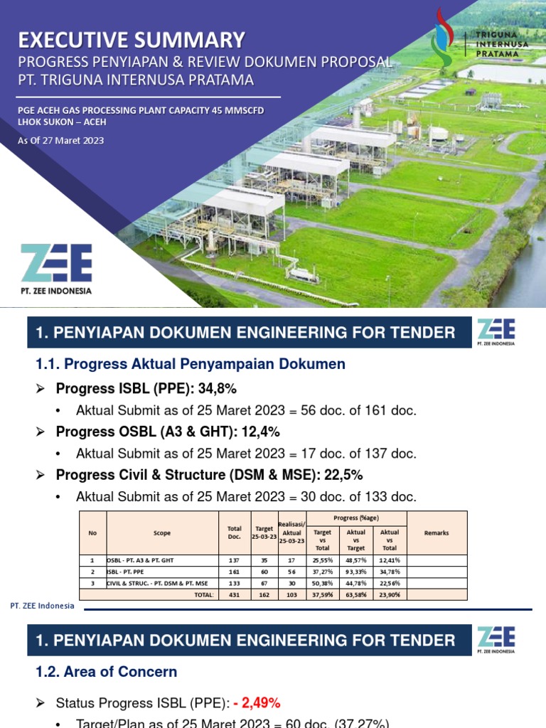 Executive Summary Progress PMT-01 As of 27 Maret 2023 | PDF