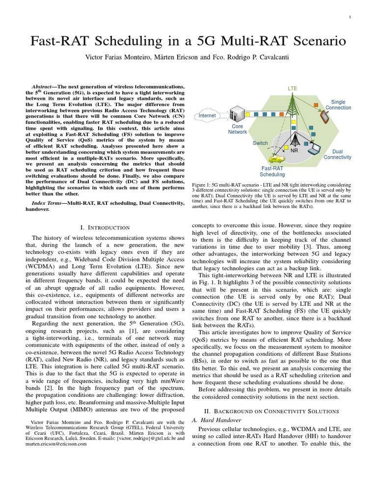 Fast RAT Scheduling in A 5G Multi RAT Scenario FinalVersion Manuscript | PDF | Service ...